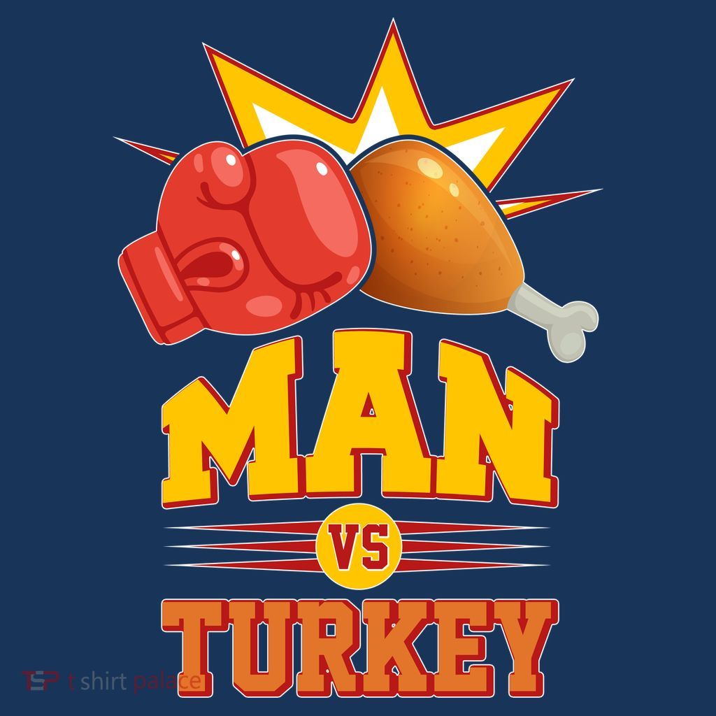 Thanksgiving Man Vs Turkey Fight Women's Racerback Tank | TShirtPalace