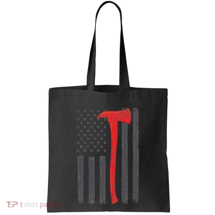 Thin Red Line Flag Firefighter Axe Vintage Fire Fighter Flag Tote Bag ...