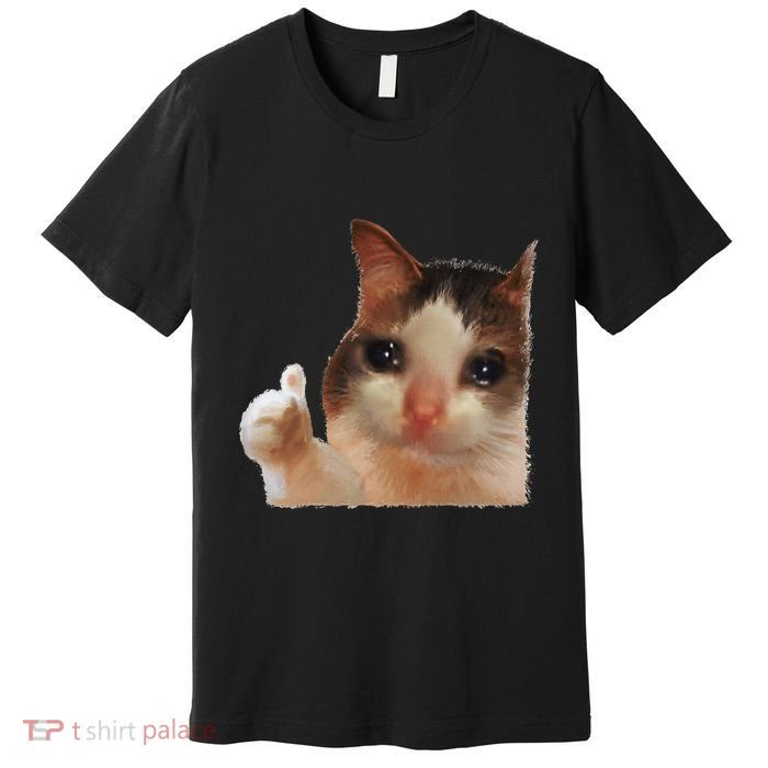 Thumbs Up Crying Cat Meme Cat Crying Thumps Up Memes Sad Cat Premium T ...