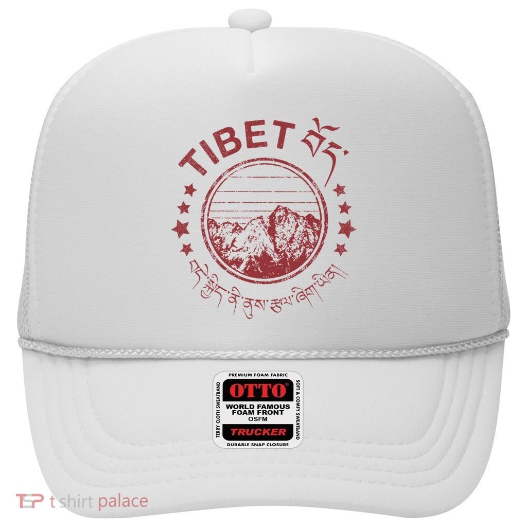 Tibet Vintage Mountains Tibetan Script Hat | TShirtPalace