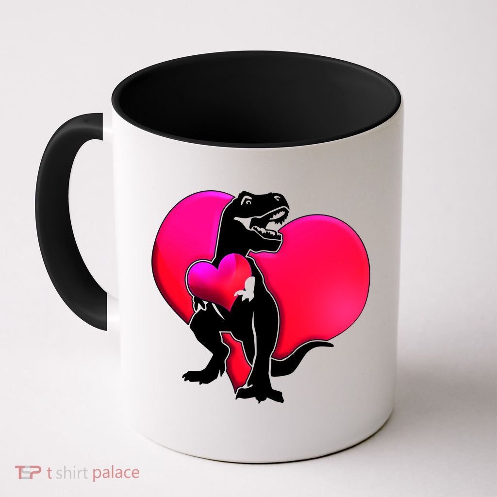 Tyrannosaurus Rex Valentine Heart Dinosaur Coffee Mug | TShirtPalace