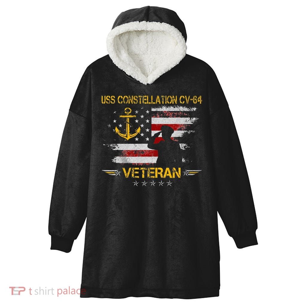 USS Constellation CV 64 Aircraft Carrier Veteran Flag Retro Hooded ...
