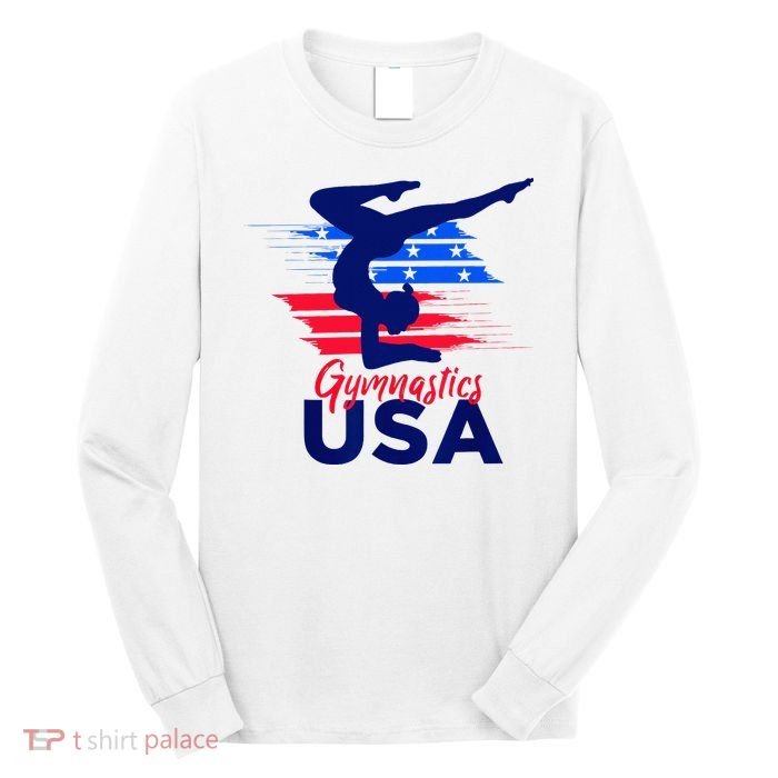 Usa Flag Gymnastics Usa Support Long Sleeve Shirt | TShirtPalace