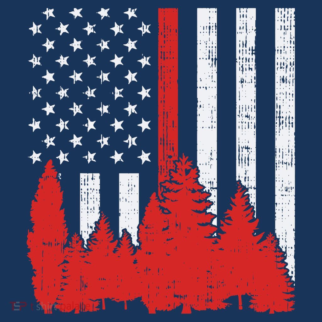 USA Flag Thin Red Line Forest Fire Wildland Firefighter Gift Platinum ...