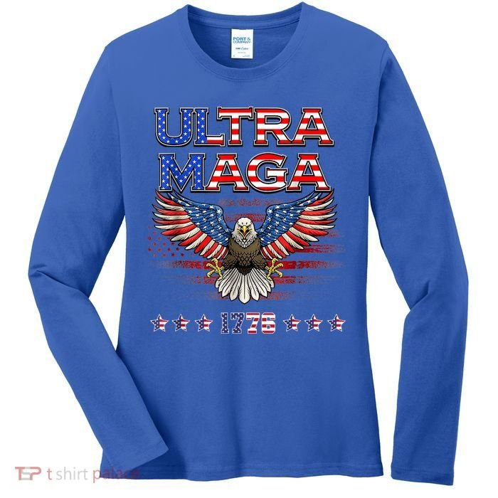 Ultra Mega Eagle 2022, Ultra Maga Tee AMERICAN, FLAG, EAGLE Ladies Long ...