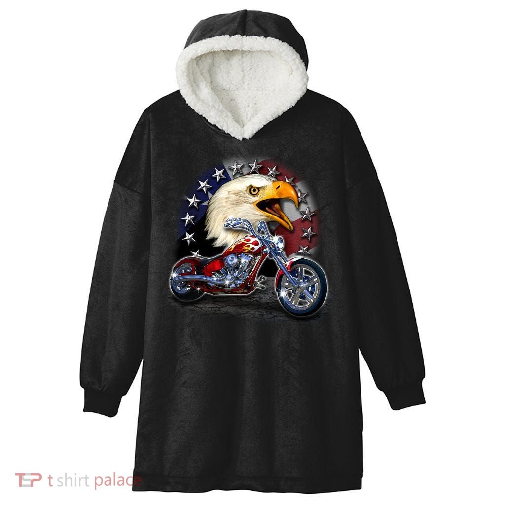 USA Chopper Bald Eagle Muscle Hooded Wearable Blanket | TShirtPalace