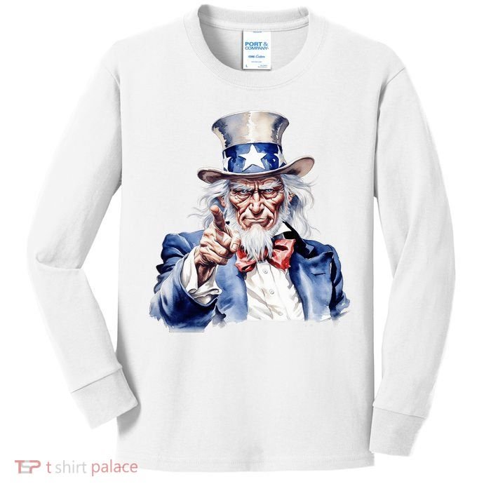 Uncle Sam I Want You | Uncle Sam Day Kids Long Sleeve Shirt