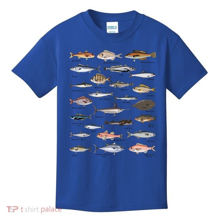Vintage Fish Identification Chart Fishing Kids T-Shirt | TShirtPalace