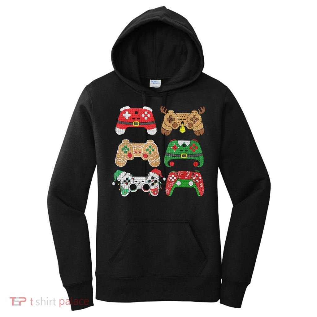 Video Game Controller Christmas Santa Hat Gamer Boys Women's Hoodie ...
