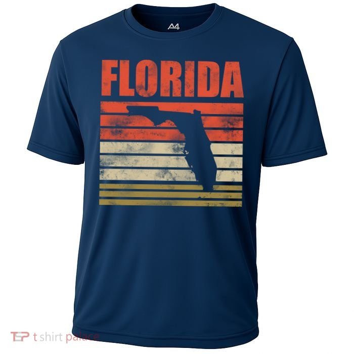 Vintage Florida State Map Cooling Performance Crew T-Shirt | TShirtPalace
