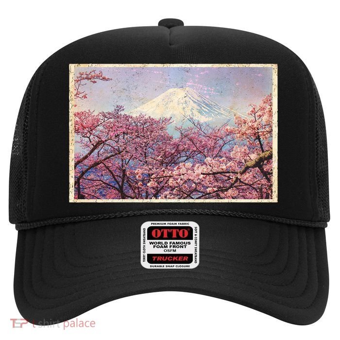 Vintage Japanese Mt. Fuji & Cherry Blossoms Hat | TShirtPalace
