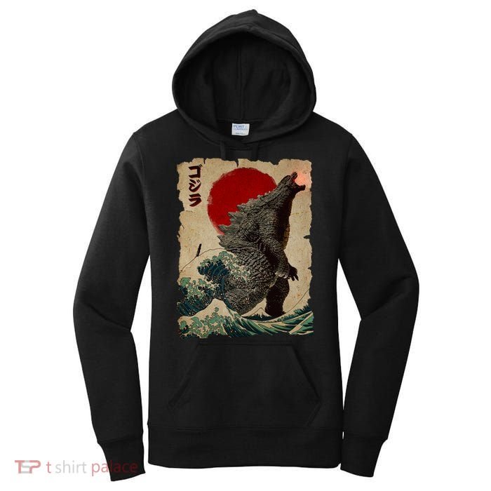 Vintage Japanese Monster Great Wave Poster Women's Hoodie | TShirtPalace