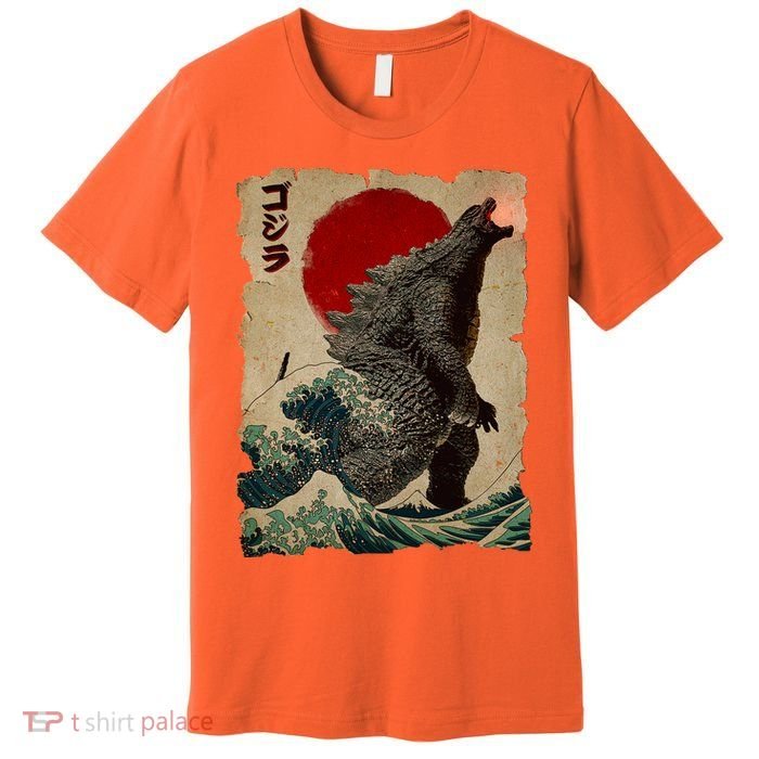 Vintage Japanese Monster Great Wave Poster Premium T-Shirt | TShirtPalace
