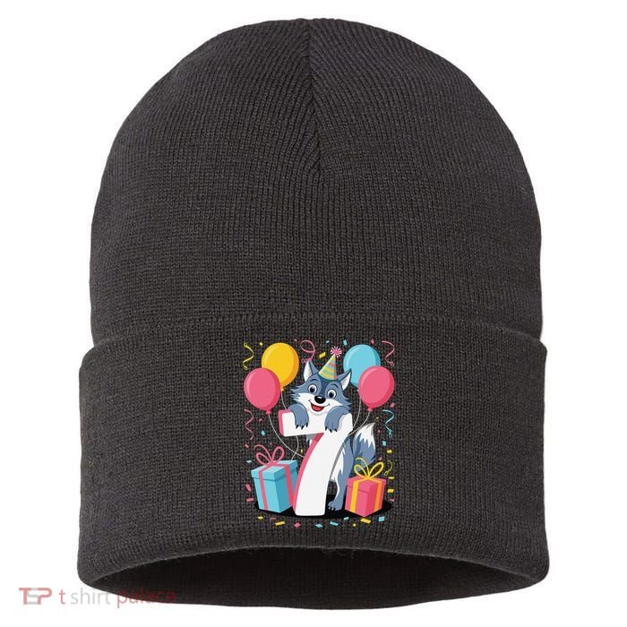 Wolf 7th Birthday Girl 7 Years Old Seventh Seven Wolf Sustainable Knit ...